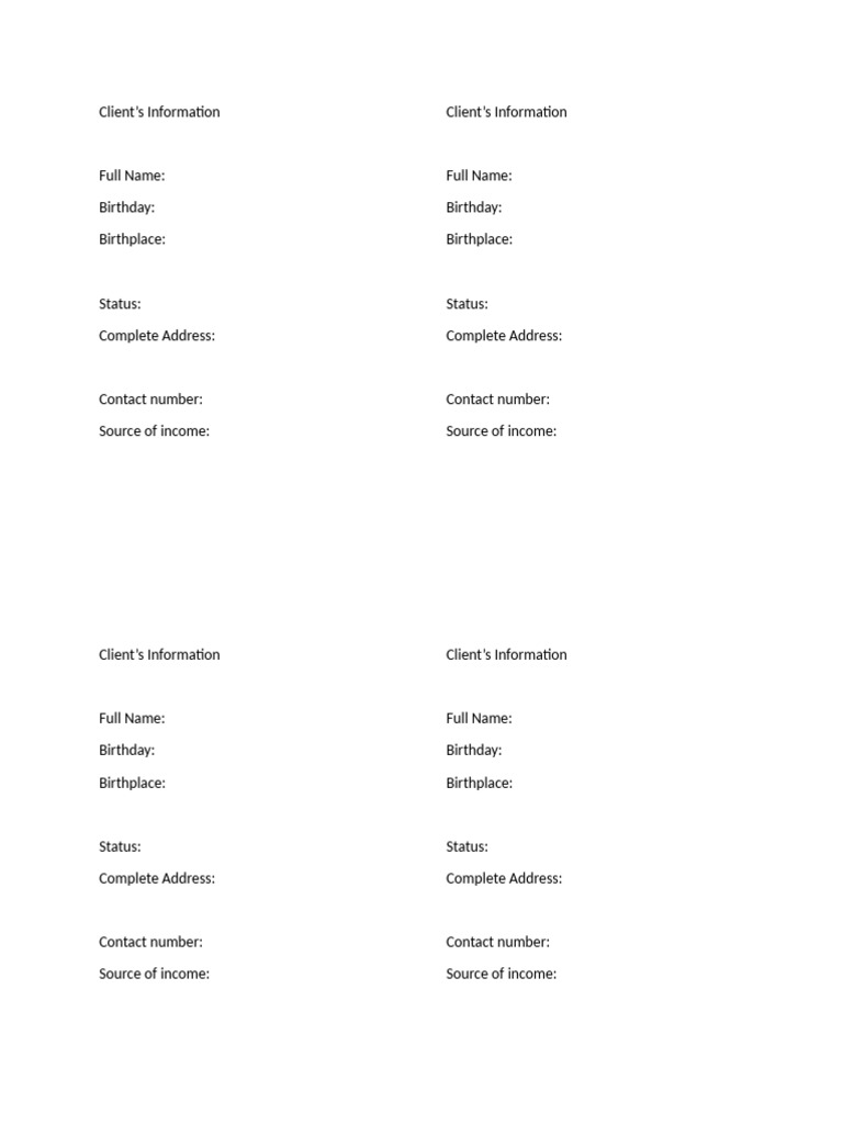 Client Information Sheet | PDF