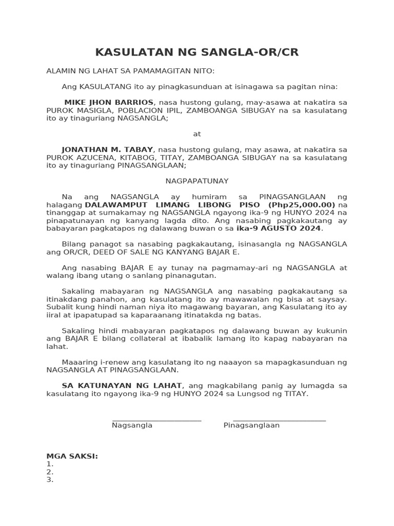 Kasulatan NG Sangla | PDF