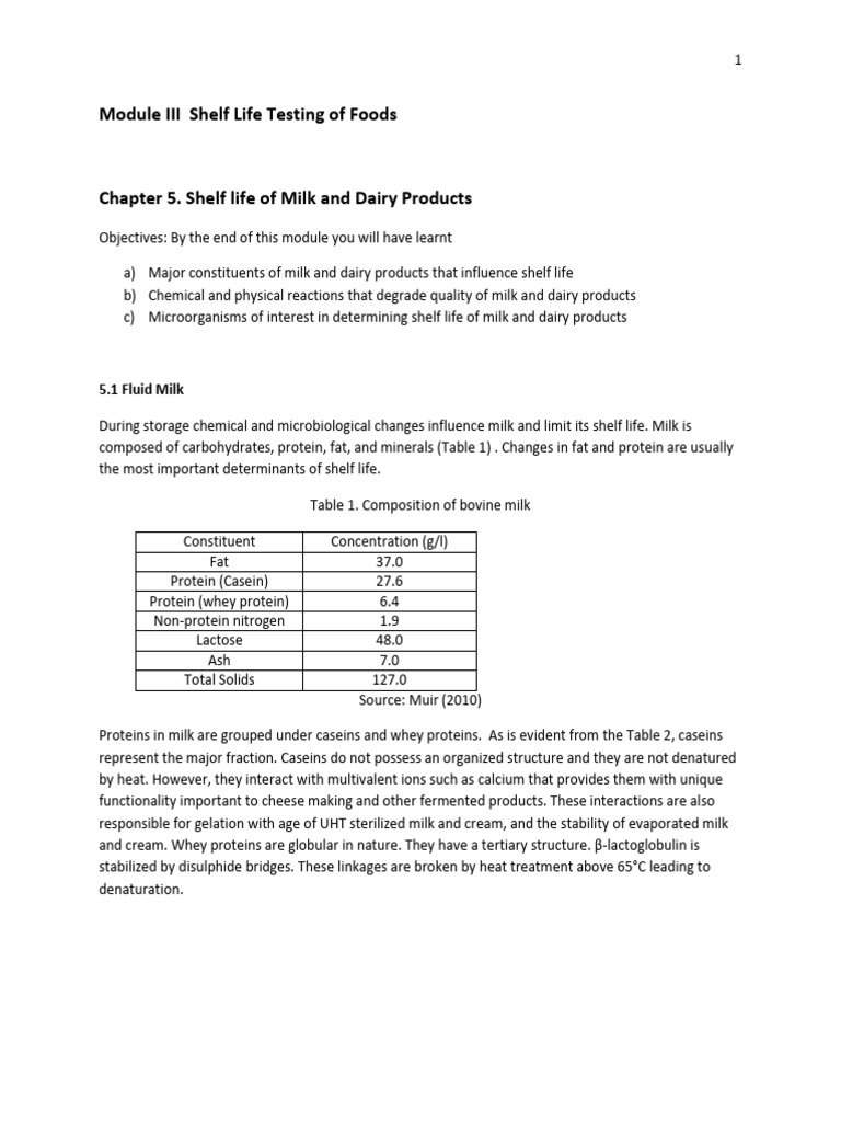 Module3 Chapter5 Dairy Products | PDF