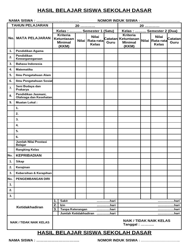 Format Buku Induk Siswa SD - 2 | PDF