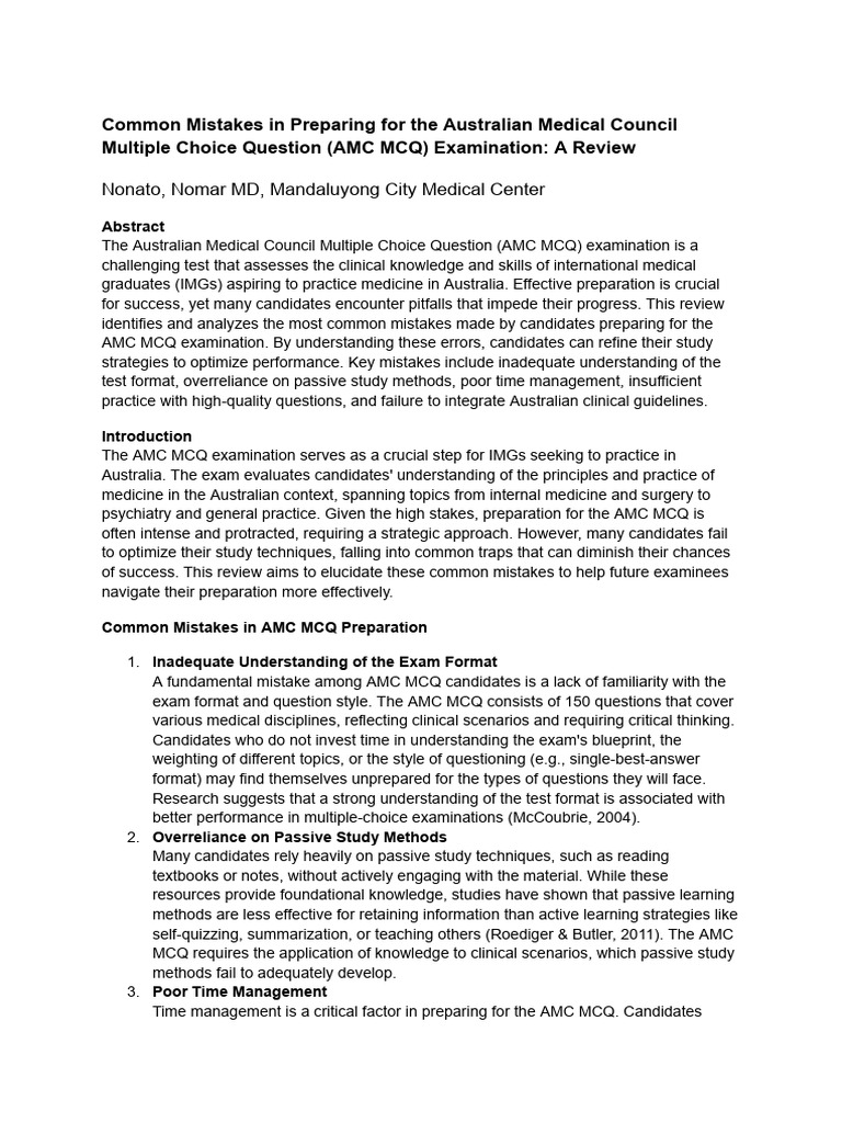 Common Mistakes in Preparing For The Australian Medical Council ...