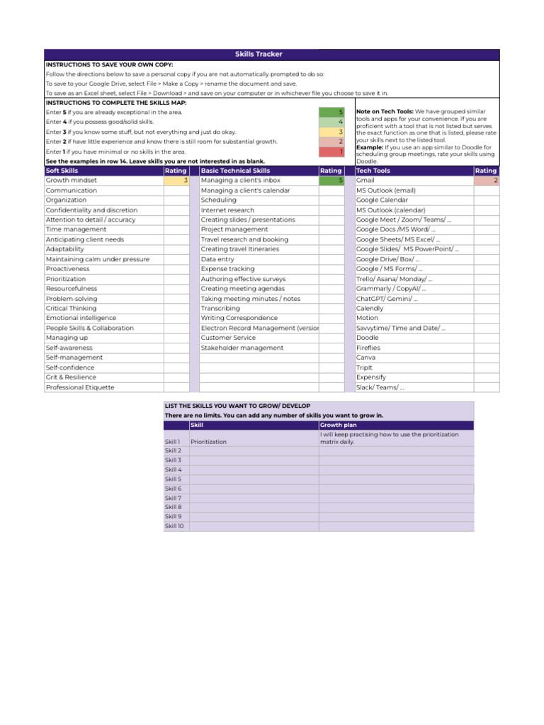 VA Program 2024 - Simple Skills Tracker | PDF