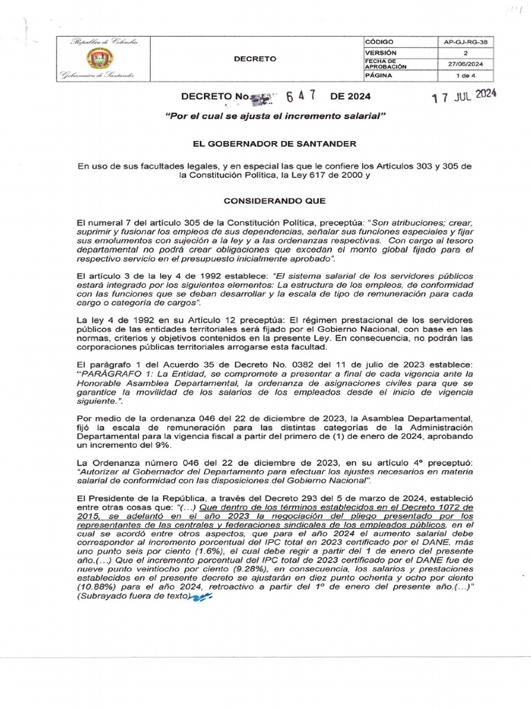 Decreto N°647 de 17 Jul 2024 | PDF