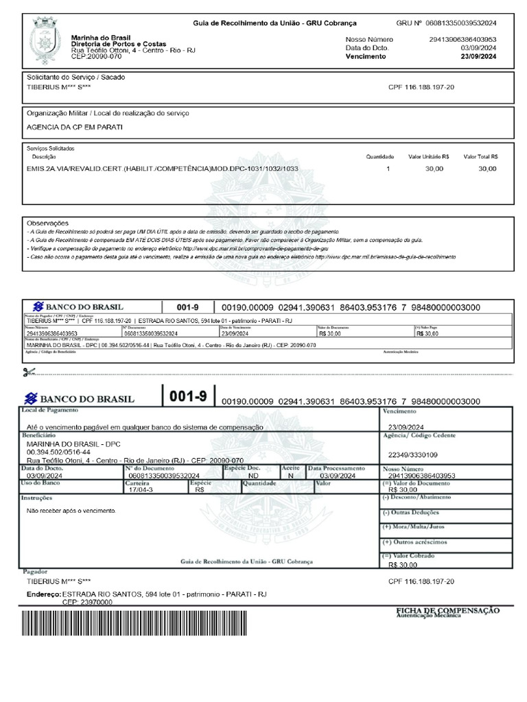 Boleto Marinha | PDF