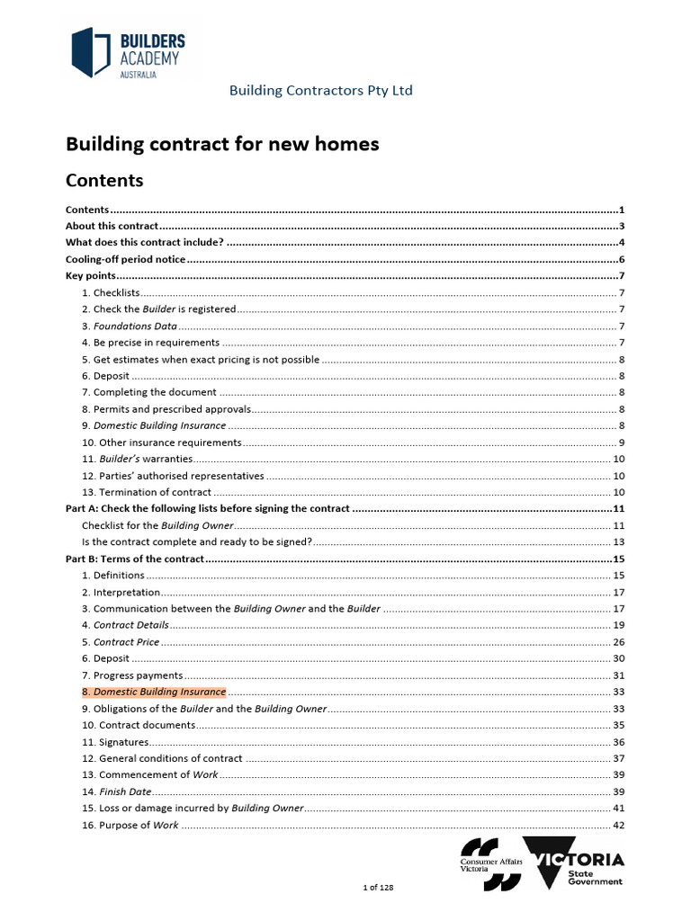 9 BAA New Homes Contract Sample Print A4DS | PDF