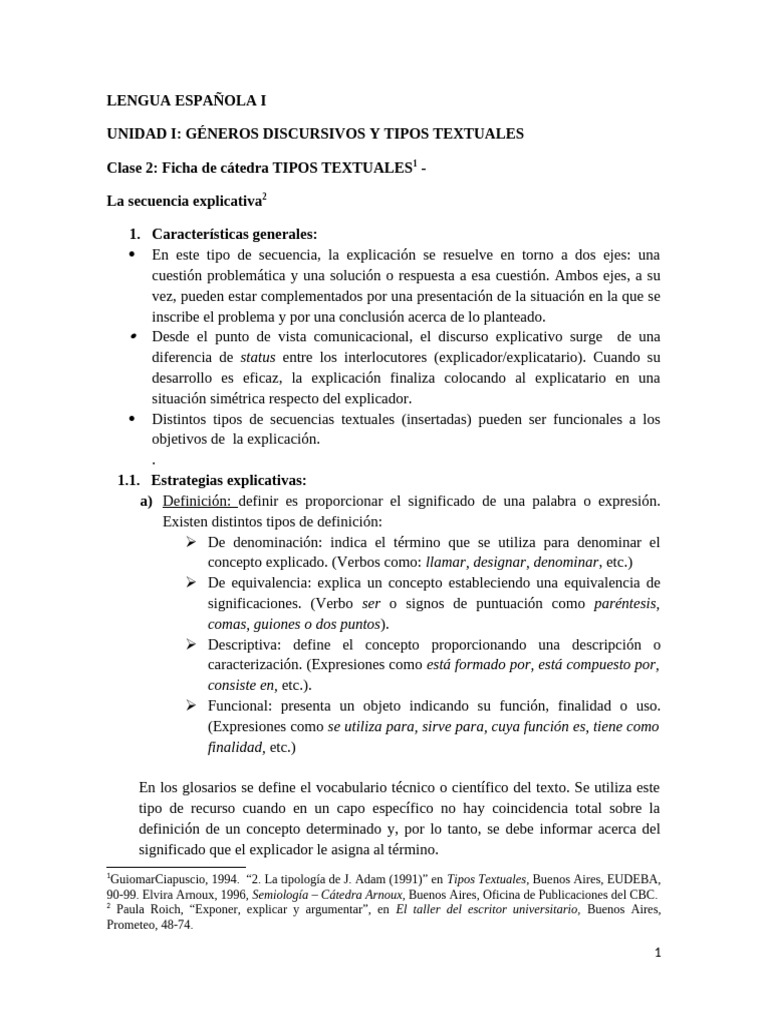 Clase 2 Tipos Textuales - Explicación | PDF
