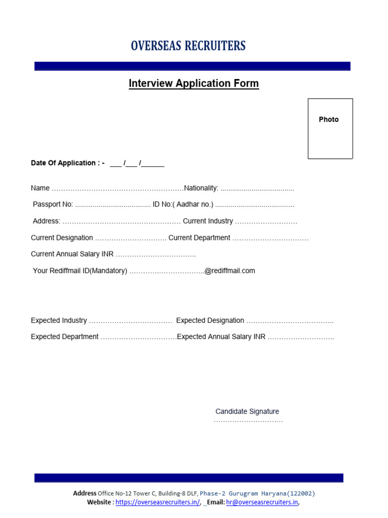 Interview Application Form-10 | PDF