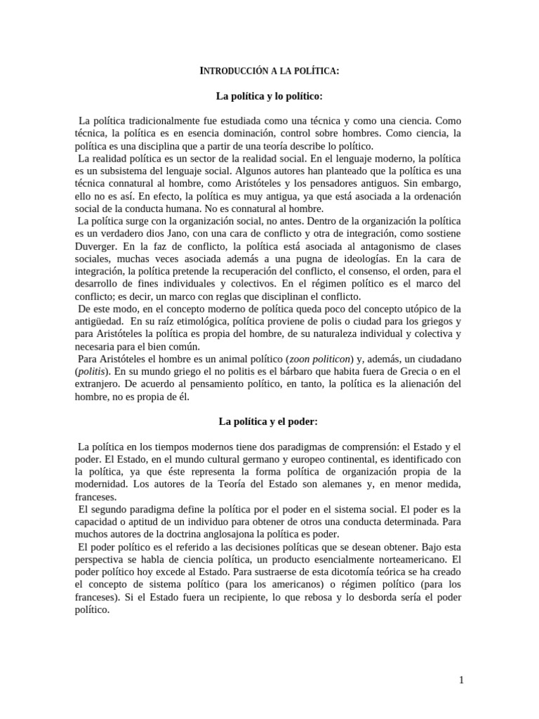 Introducci N A La Politica c56 | PDF