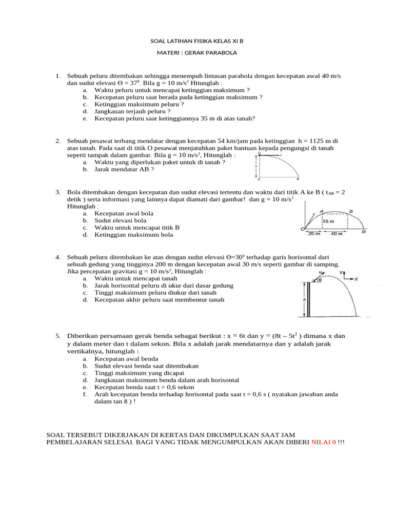 Soal Ulangan Fisika Gerak Parabola | PDF