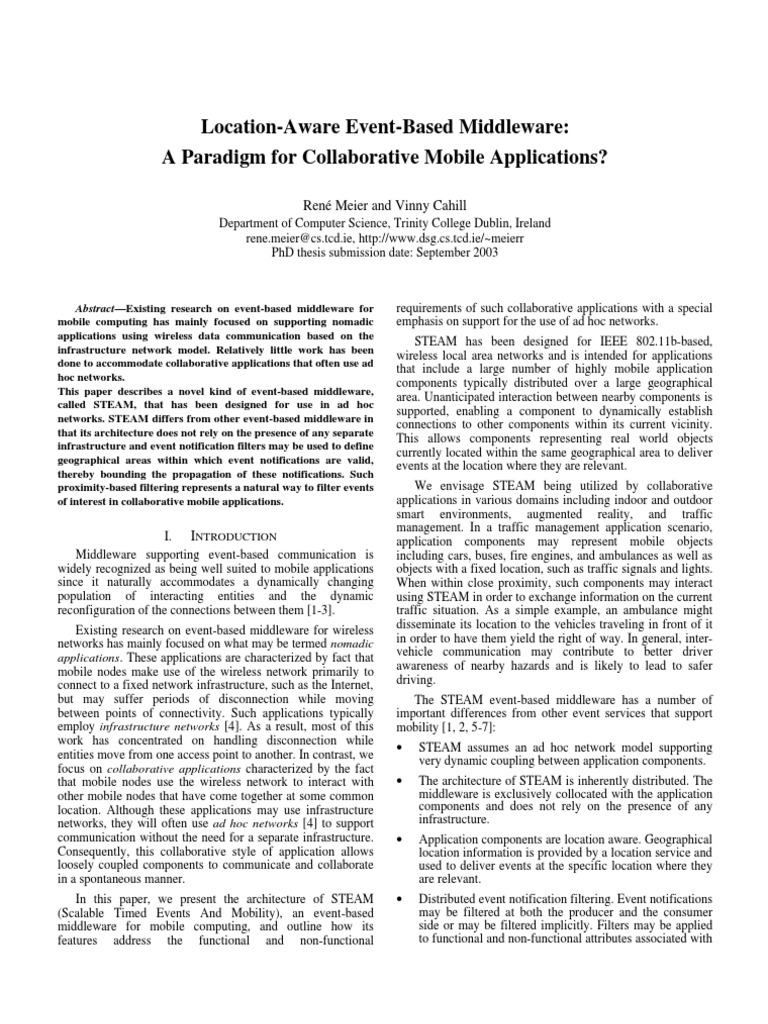 Location-Aware Event-Based Middleware: A Paradigm For Collaborative Mobile Applications? | PDF ...
