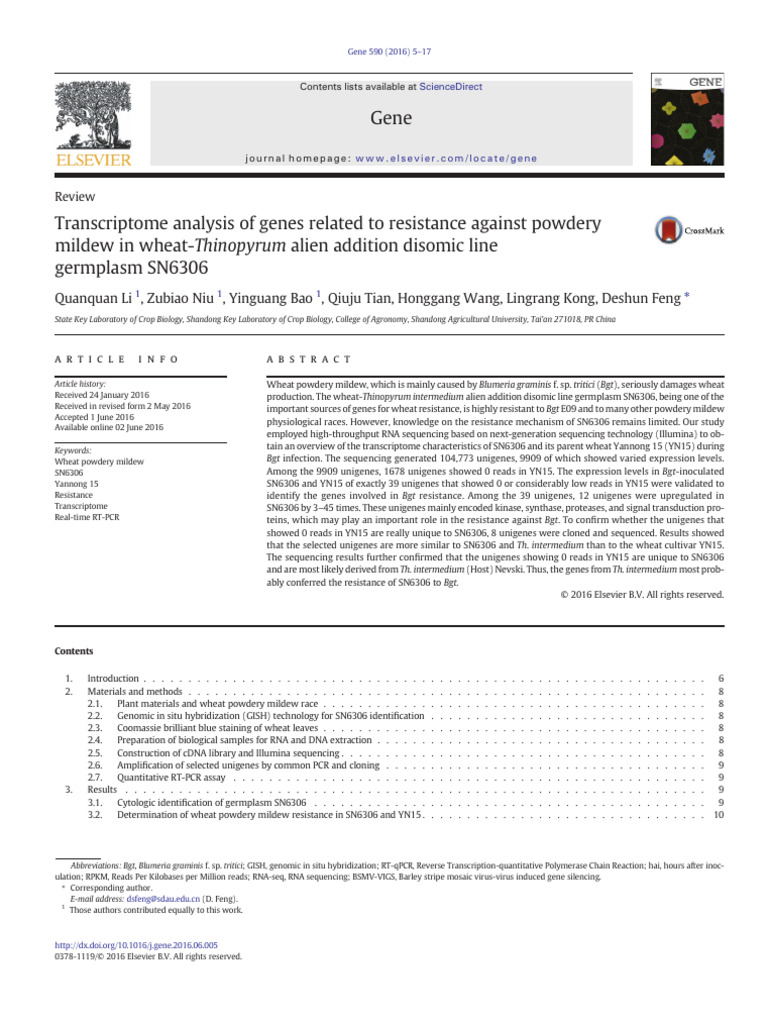 Transcriptome Analysis of Genes Related To Res | PDF