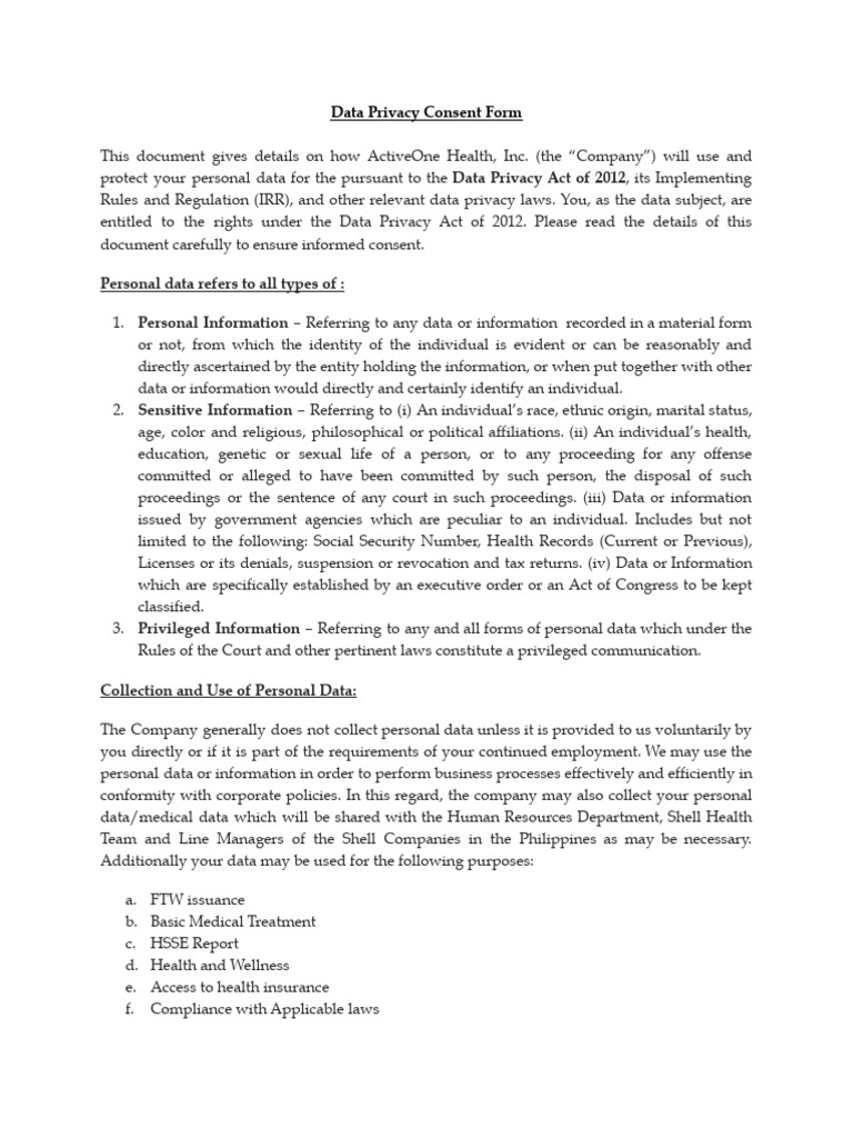 Data Privacy Consent Form (3) | PDF