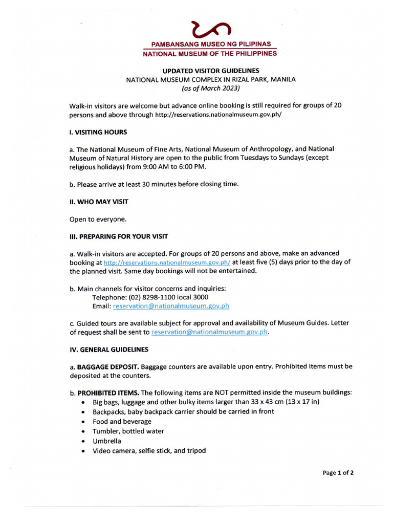 NMP Updated Visitor Guidelines As of March 2023 4 | PDF