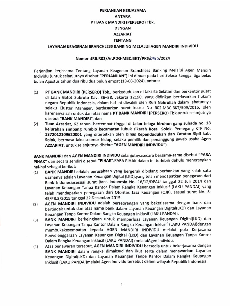 Surat Pks Agen Azzariat | PDF