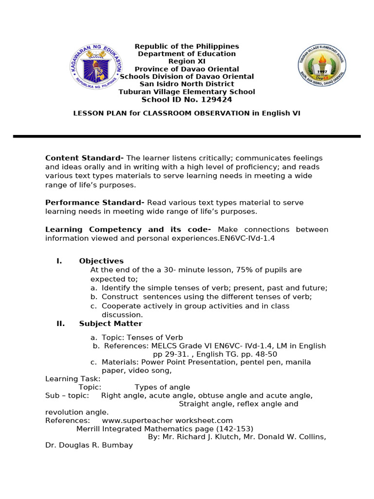 Lesson-Plan-in-English VI- Clinical Supervision | PDF