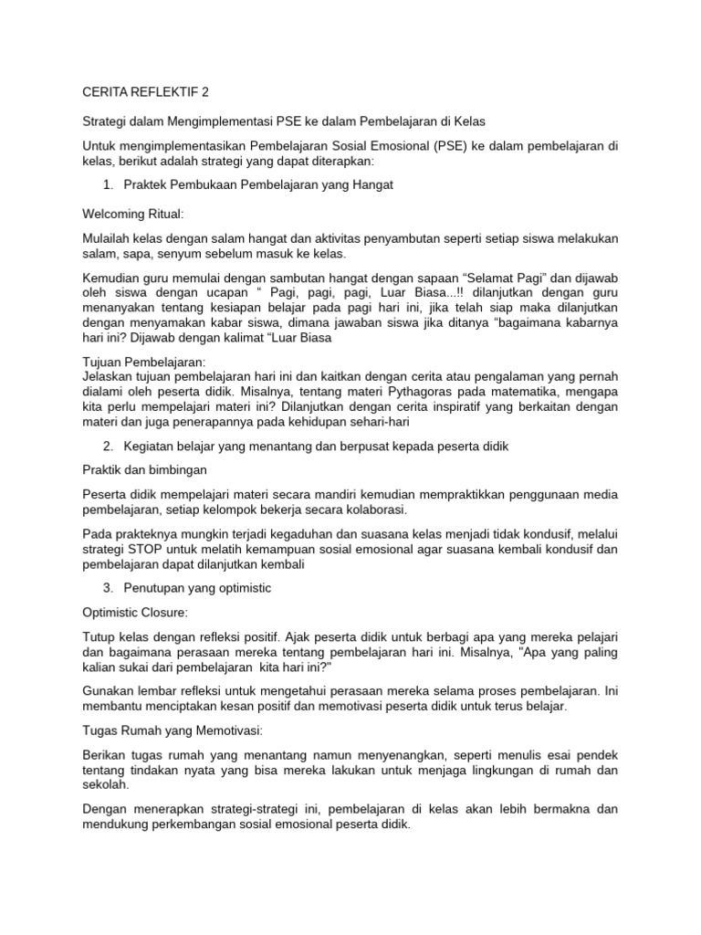 Cerita Reflektif Pse | PDF