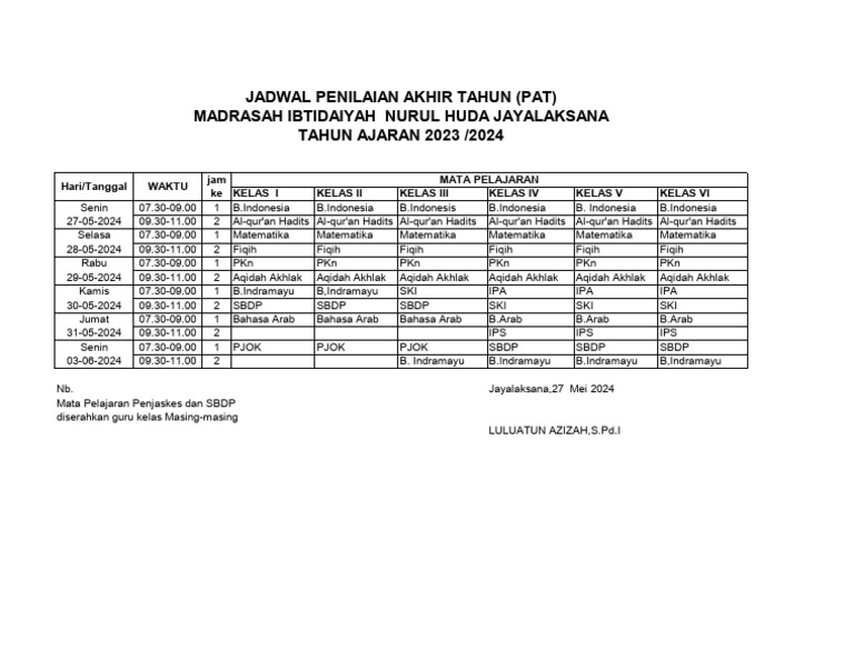 Jadwal Pat Minh 2024 | PDF