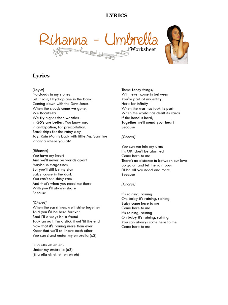 Rihanna Umbrella Lyrics | PDF