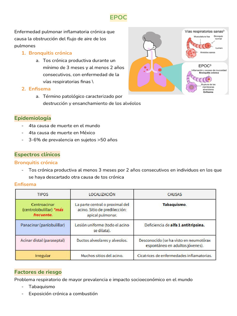 Epoc | PDF | Enfermedad pulmonar obstructiva crónica | Ciencia y ...