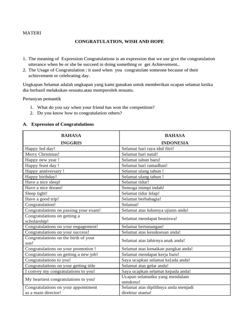 MATERI (Congratulation) | PDF