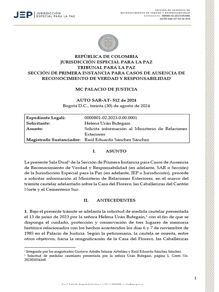 JEP pide desarchivar documentos del Palacio de Justicia | PDF