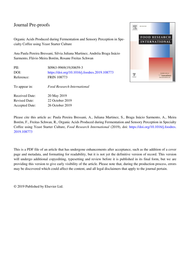 Bressani 2020 - Organic Acids Produced During Fermentation and Sensory ...