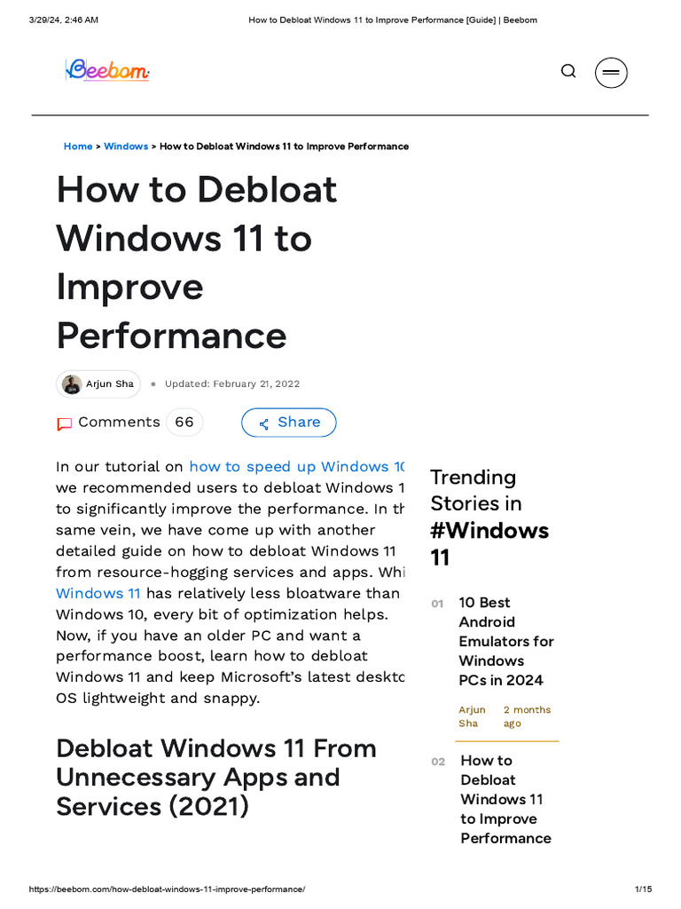 How to Debloat Windows 11 to Improve Performance [Guide] _ Beebom | PDF