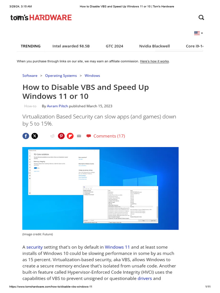 How to Disable VBS and Speed Up Windows 11 or 10 _ Tom's Hardware | PDF