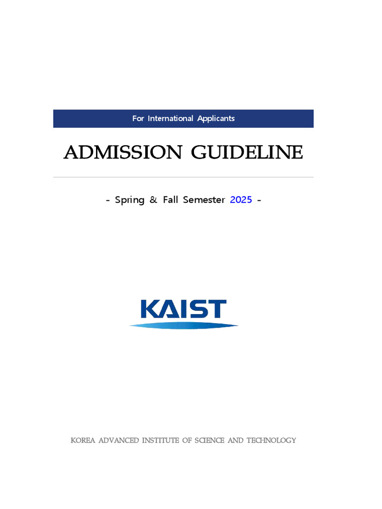 KAIST Admission Guideline For International Applicants 2025 (Including Fee Waiver) | PDF | Wire ...