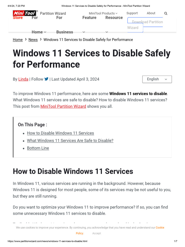 Windows 11 Services To Disable Safely For Performance - MiniTool Partition Wizard | PDF
