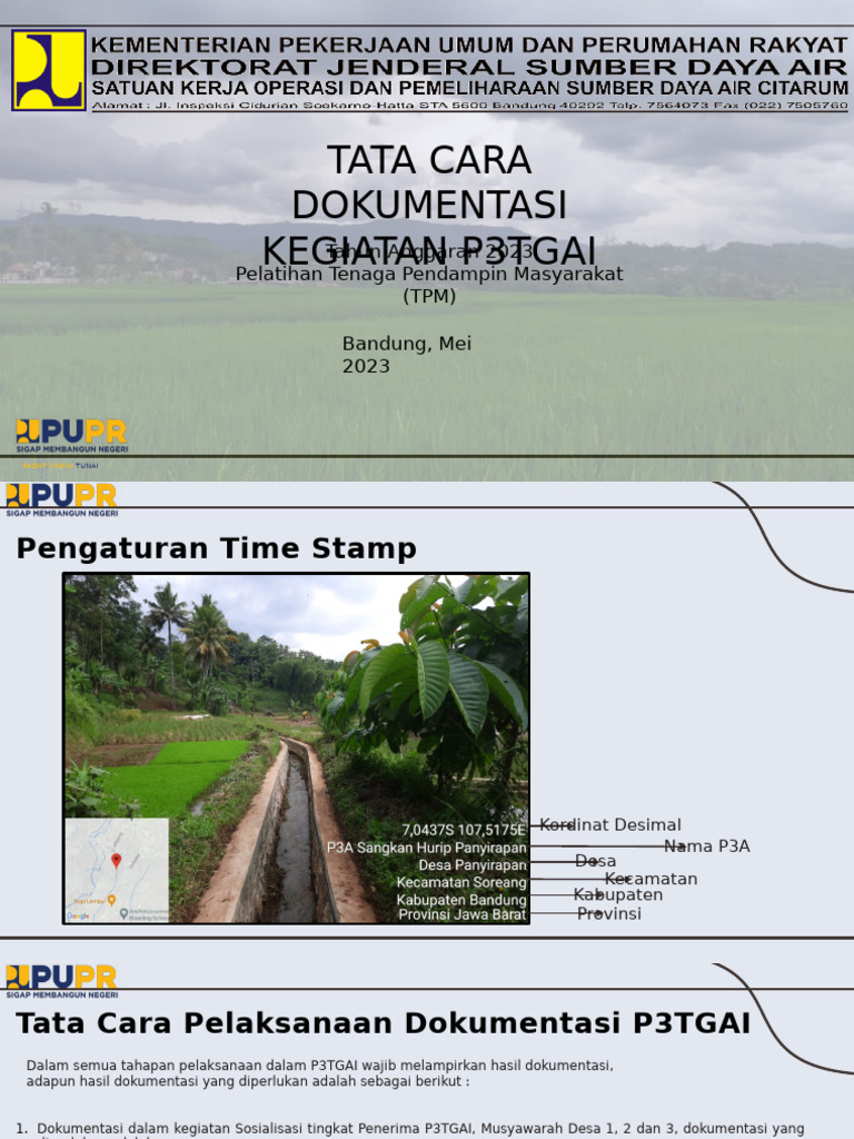 Meteri Pelatihan TPM Tata Cara Dokumentasi Kegiatan P3TGAI | PDF