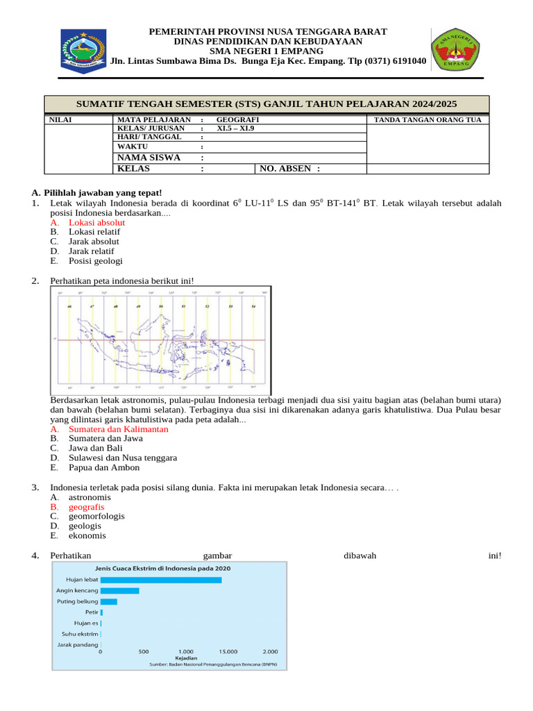 Geo XI - Ips STS Sept 2024 Versi Kunci | PDF