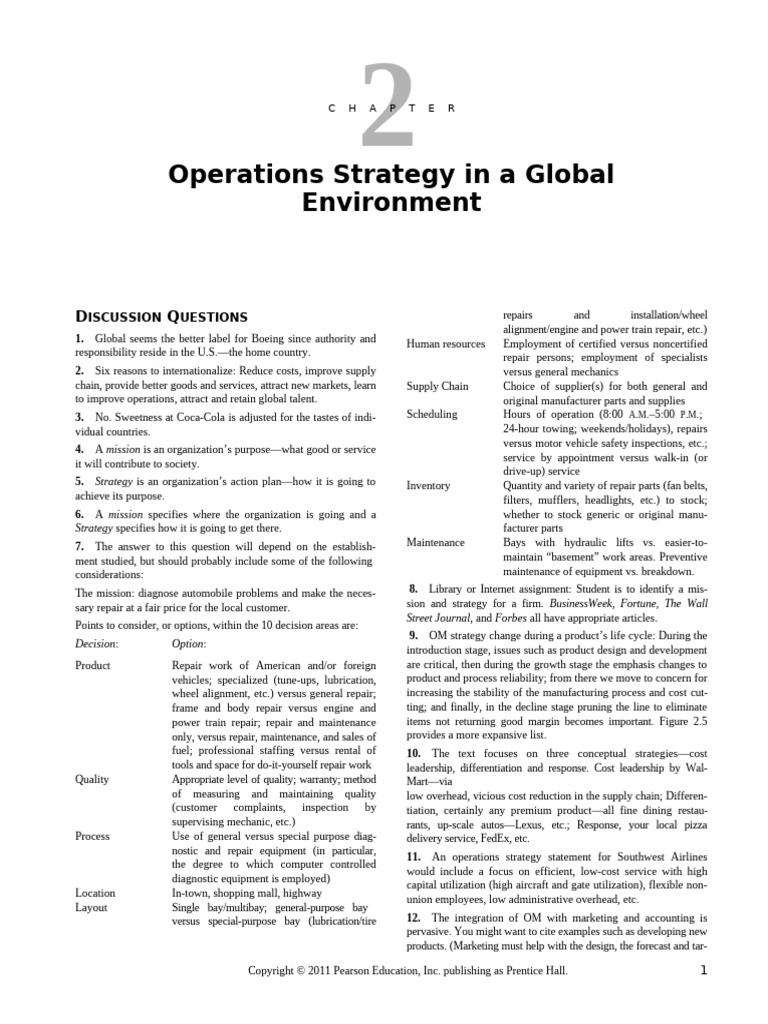 Ch02 Operations Strategy in A Global Environment - OM - SM | PDF