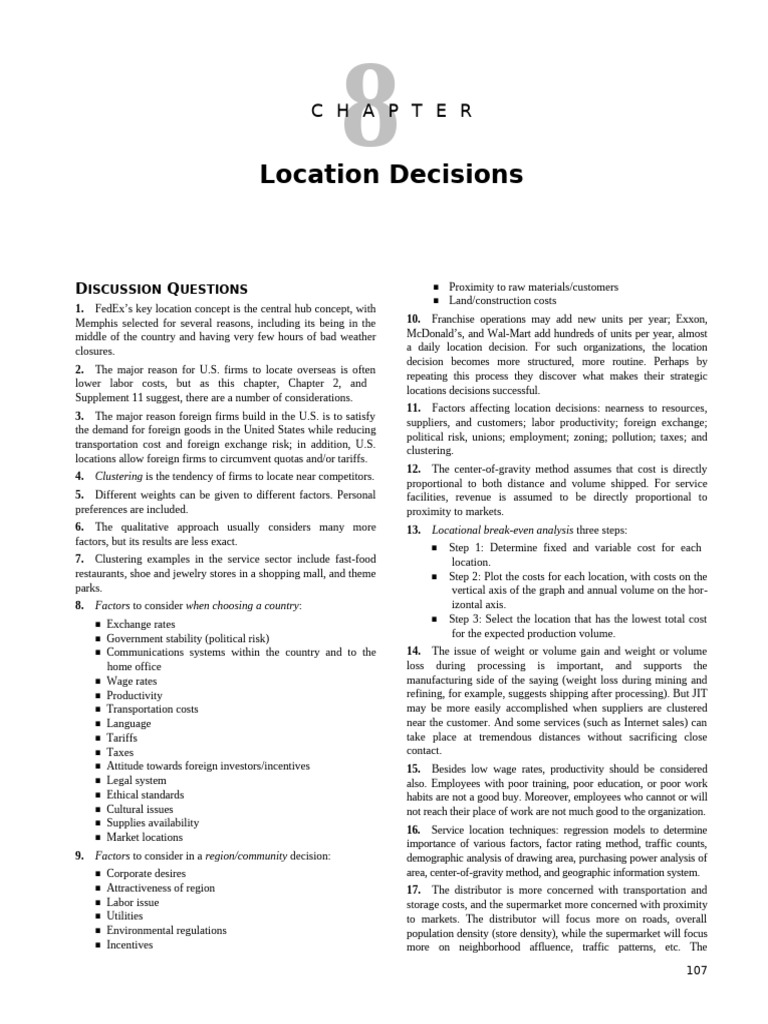 Ch08 Location Decision - OM - SM | PDF