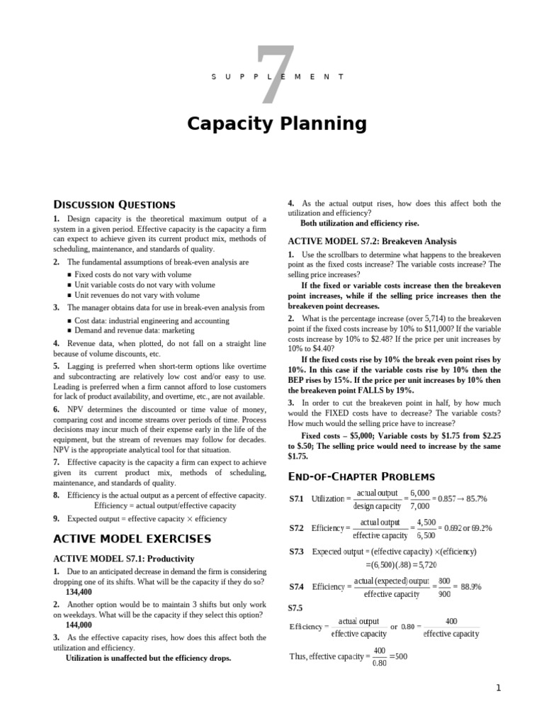 Ch07 Supplement Capacity Planning - OM - SM | PDF