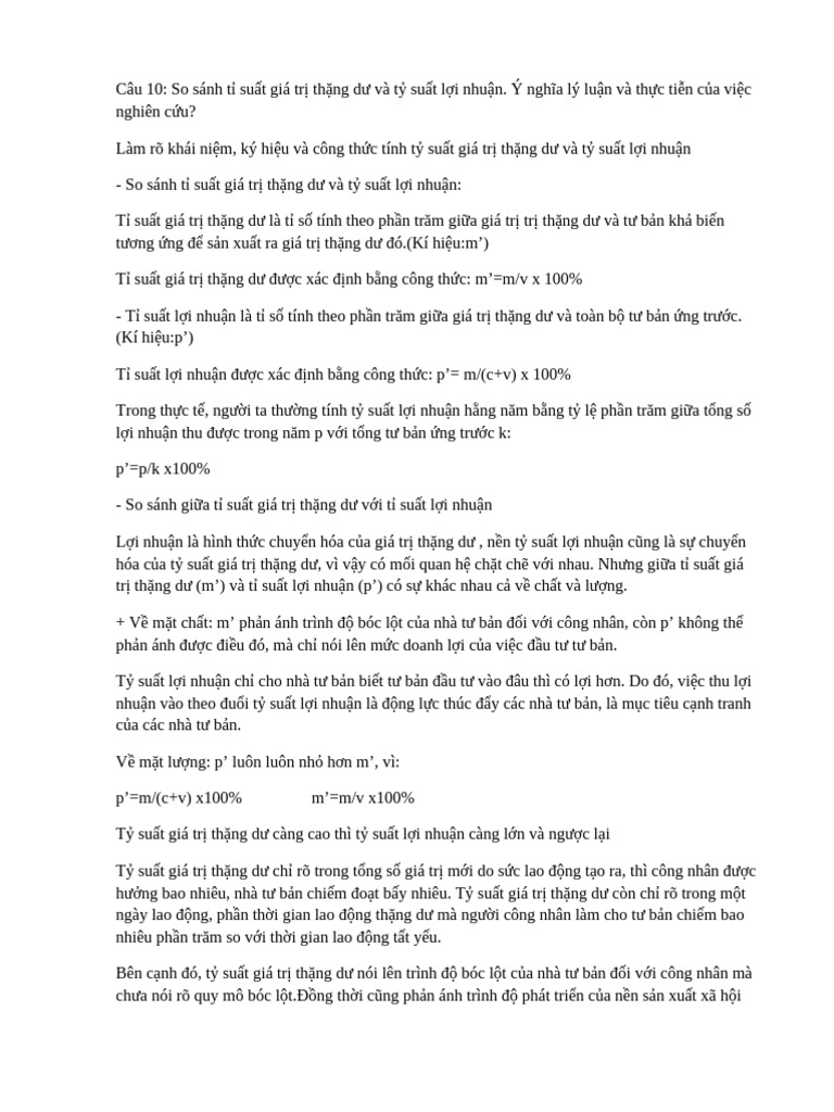 Câu hỏi KTCT | PDF