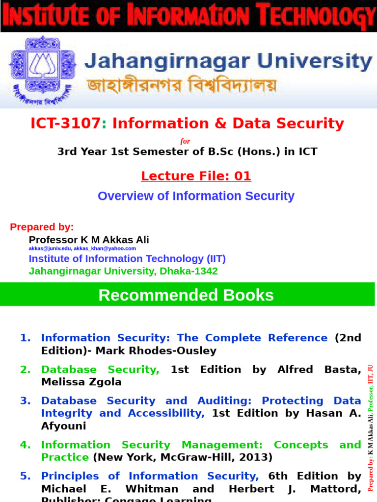 Overview of Information Security - ICT 3107 | PDF | Security | Computer ...
