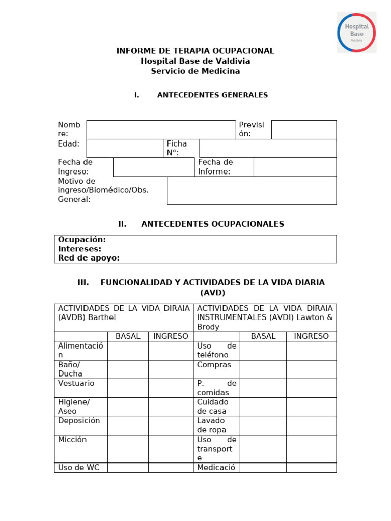 Ficha Terapia Ocupacional | PDF