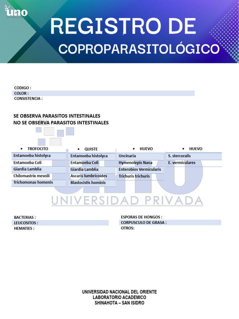 REGISTRO DE COPROPARASITOLOGICO | PDF