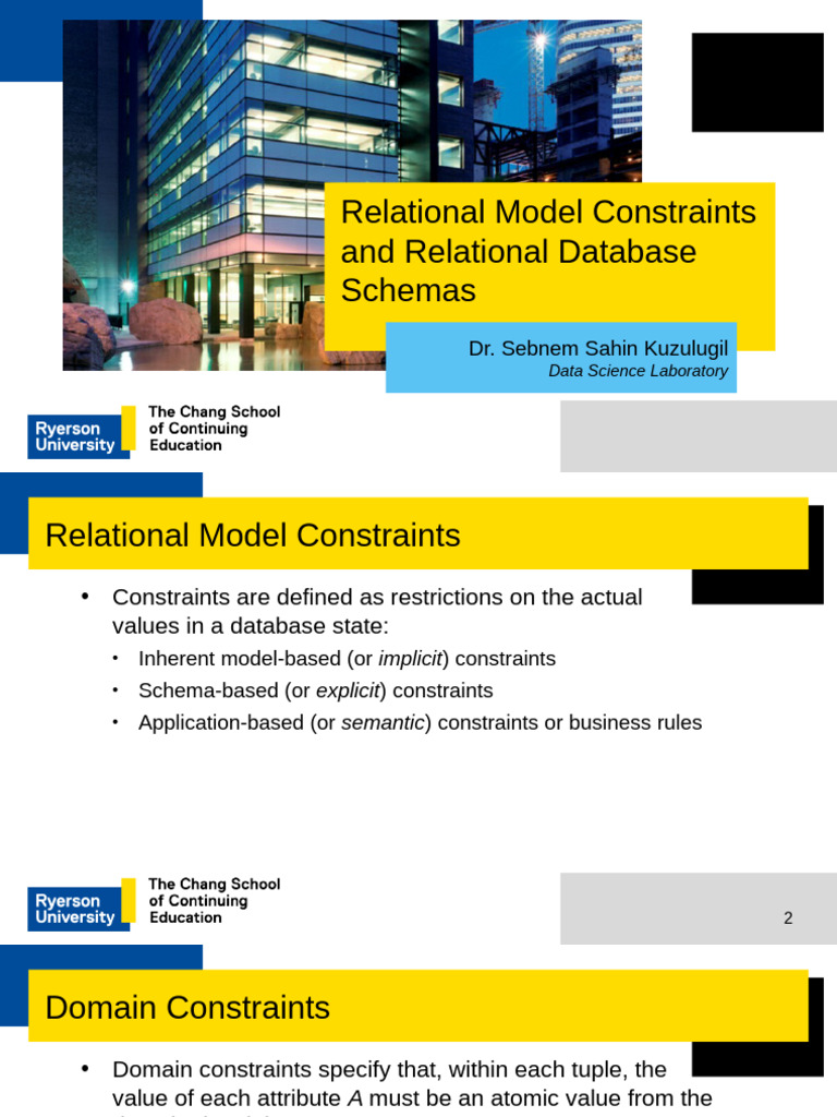 CIND110 - Module 3.2 - Relational Model Constraints and RD Schemas | PDF CIND110 - Module 3.2 - Relational Model Constraints and RD Schemas | PDF