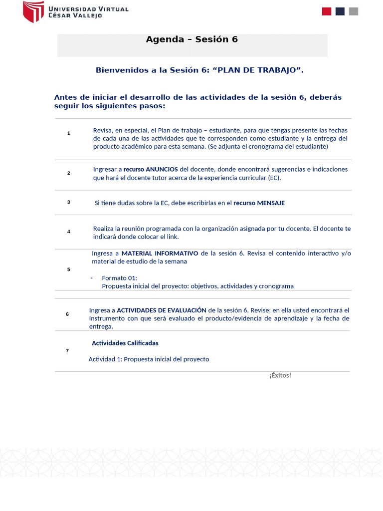AGENDA Sesion 6 | PDF