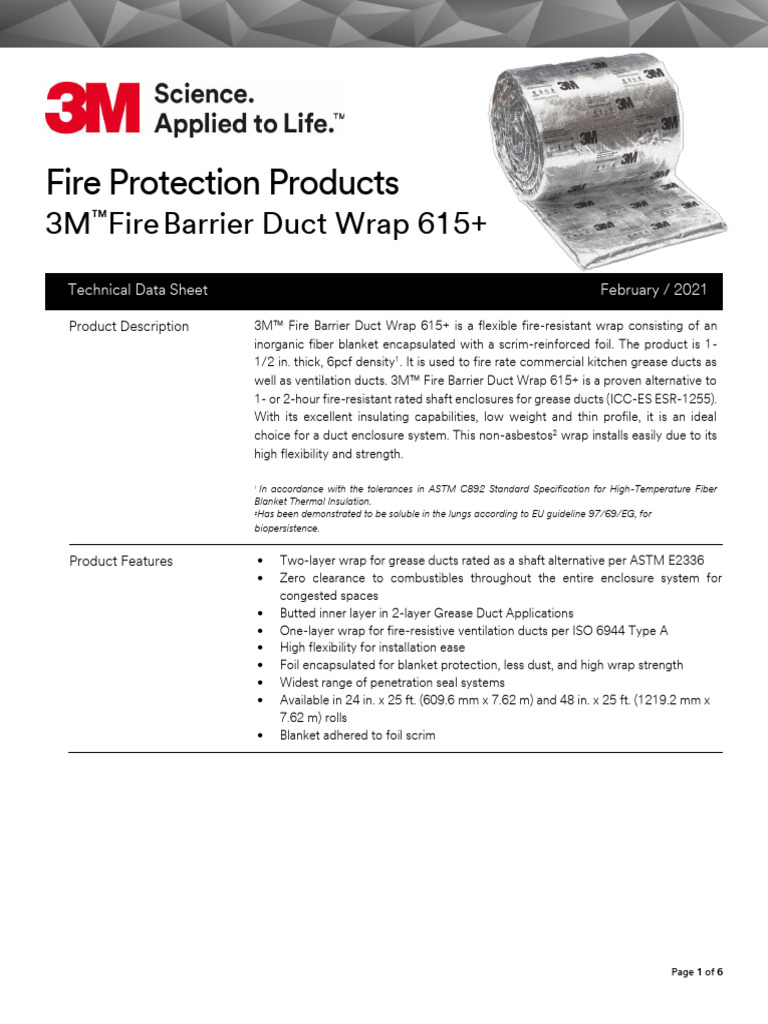 2 Bang Thong So Ky Thuat 3m Fire Barrier Duct Wrap 615 | PDF | Duct (Flow) | Technology ...