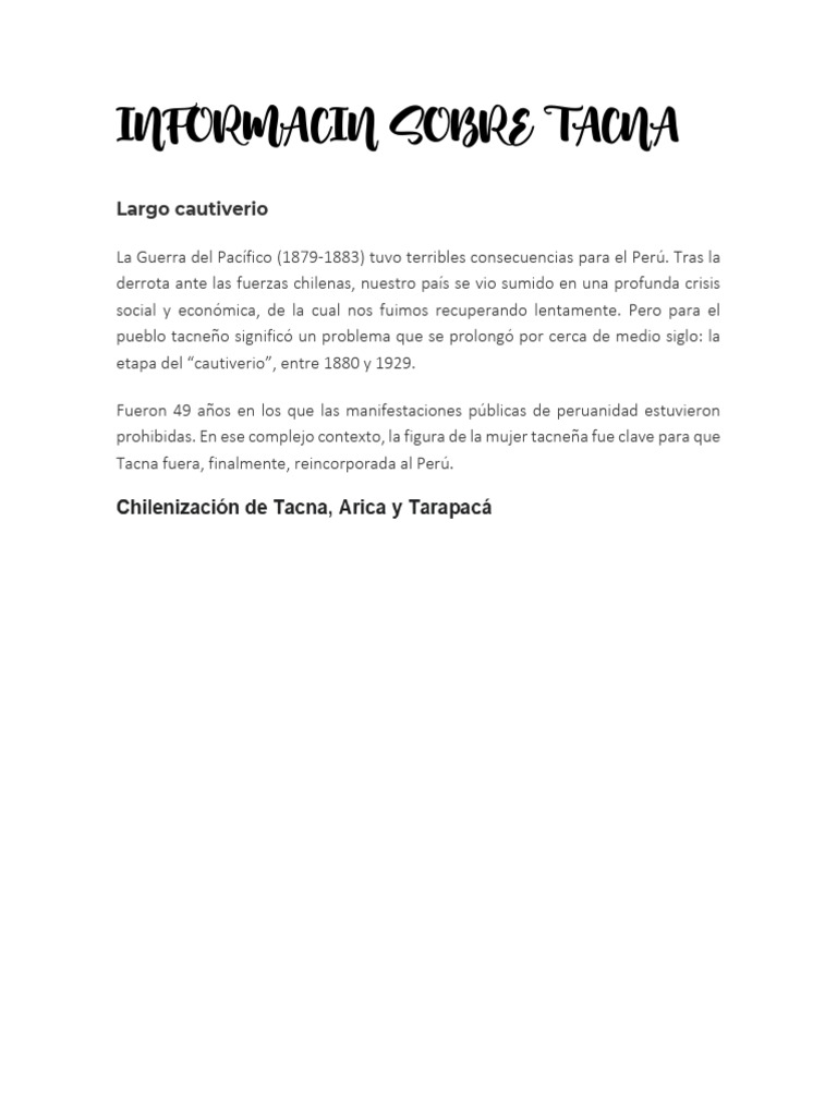 Informacin Sobre Tacna | PDF