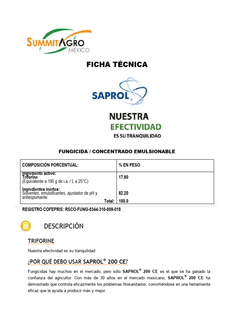 FICHA-TEC-SAPROL-200-SC-2016 | PDF