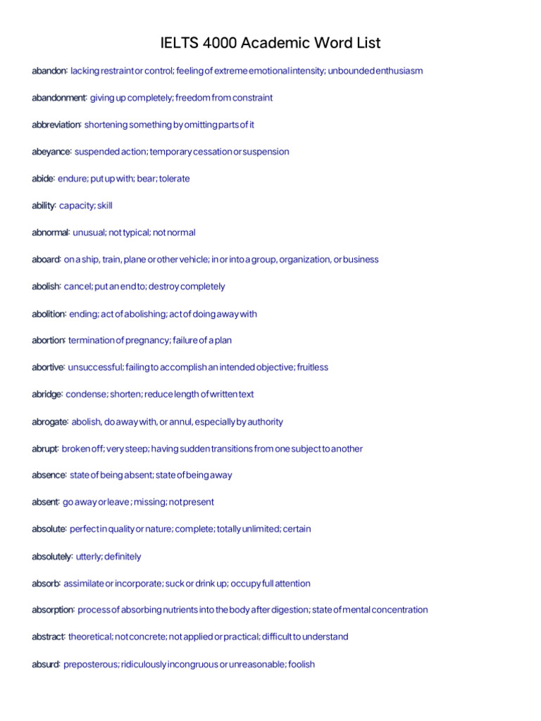 IELTS 4000 Academic Word List | PDF