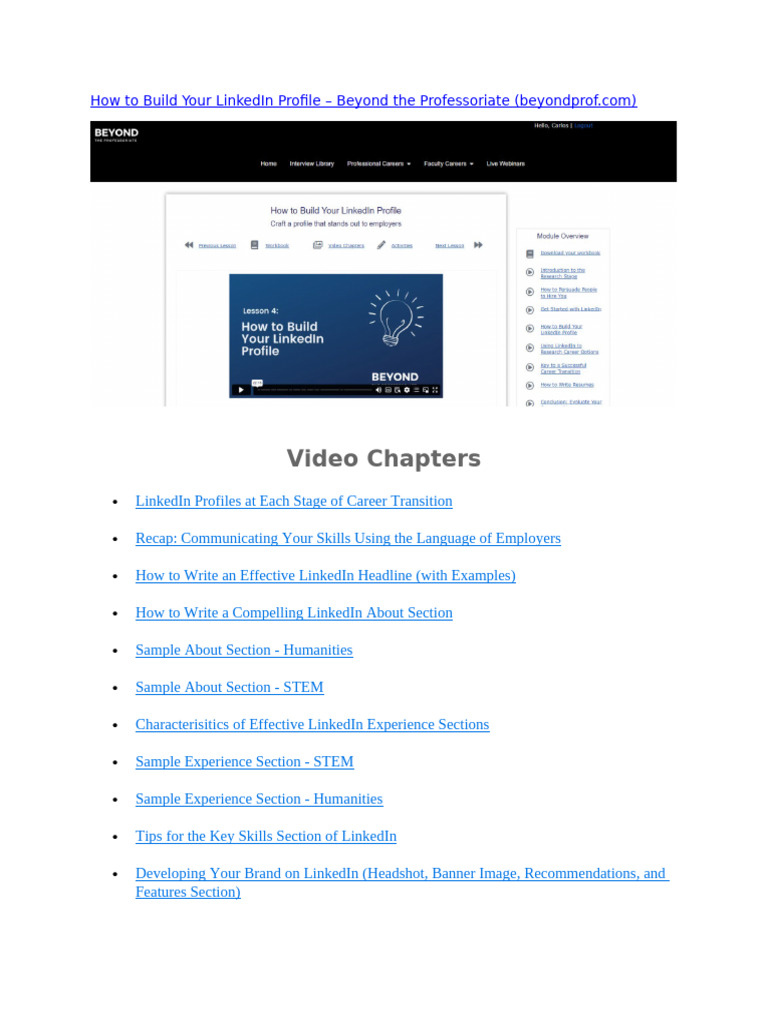 How To Build Your LinkedIn Profile | PDF