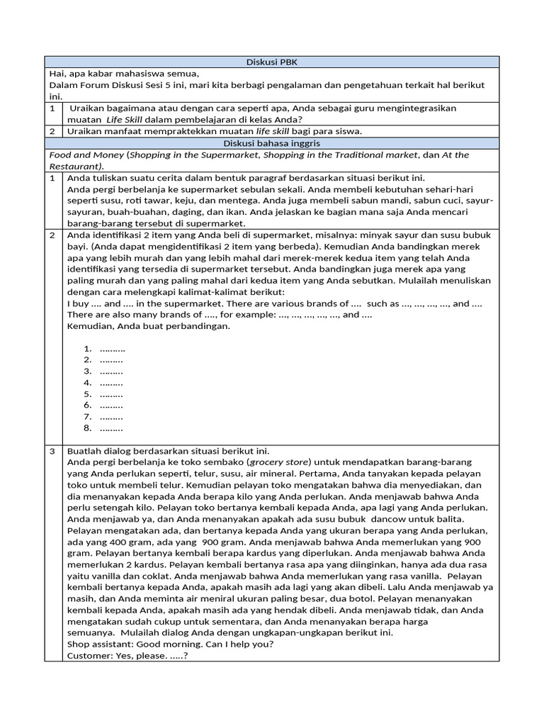 Tabel Diskusi 5 Dan Tugas | PDF