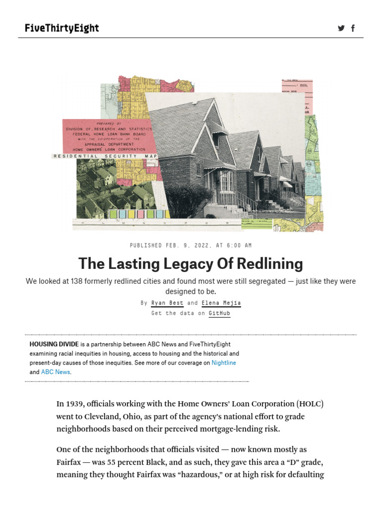 The Lasting Legacy of Redlining - FiveThirtyEight | PDF