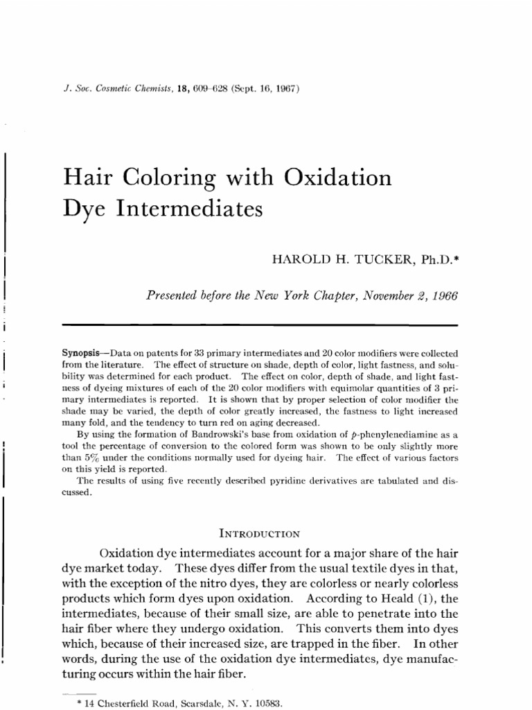 Dye Intermediates: Hair Coloring With Oxidation | PDF | Dye | Grey
