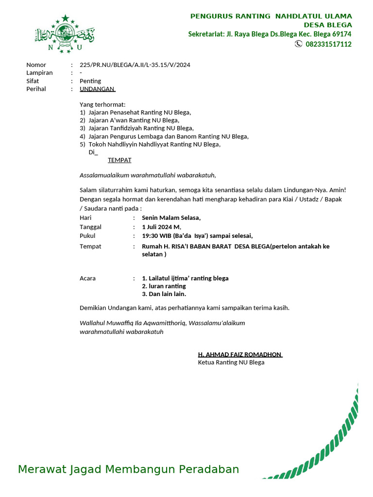Undangan Ranting Nu | PDF